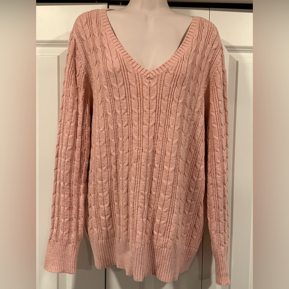 St. John's Bay | Sweaters | St Johns Bay Pink Shimmer Cable Knit ...